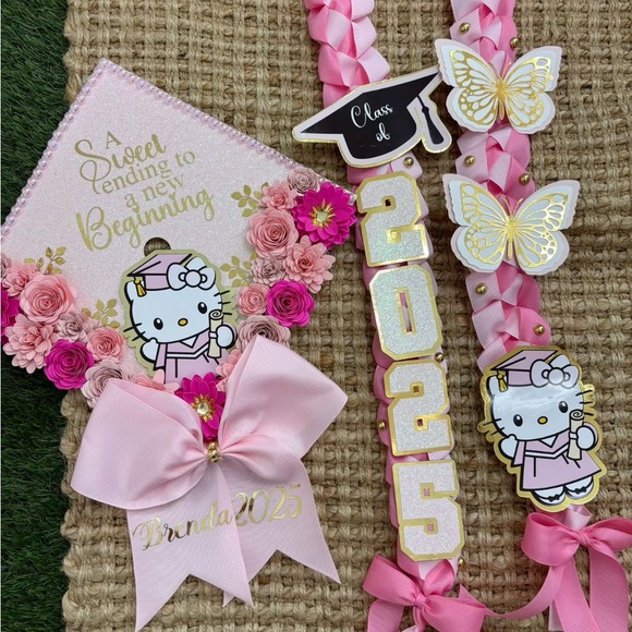 Other | Pink Graduation Cap And Sash With Hello Kitty Design | Poshmark